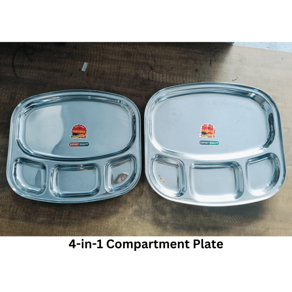 Lakshya 4-in-1 TV Compartment Plate – Premium Stainless Steel | Anmol ...